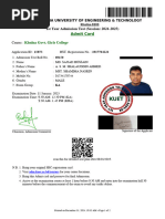 KU A Unit Admit Card | PDF