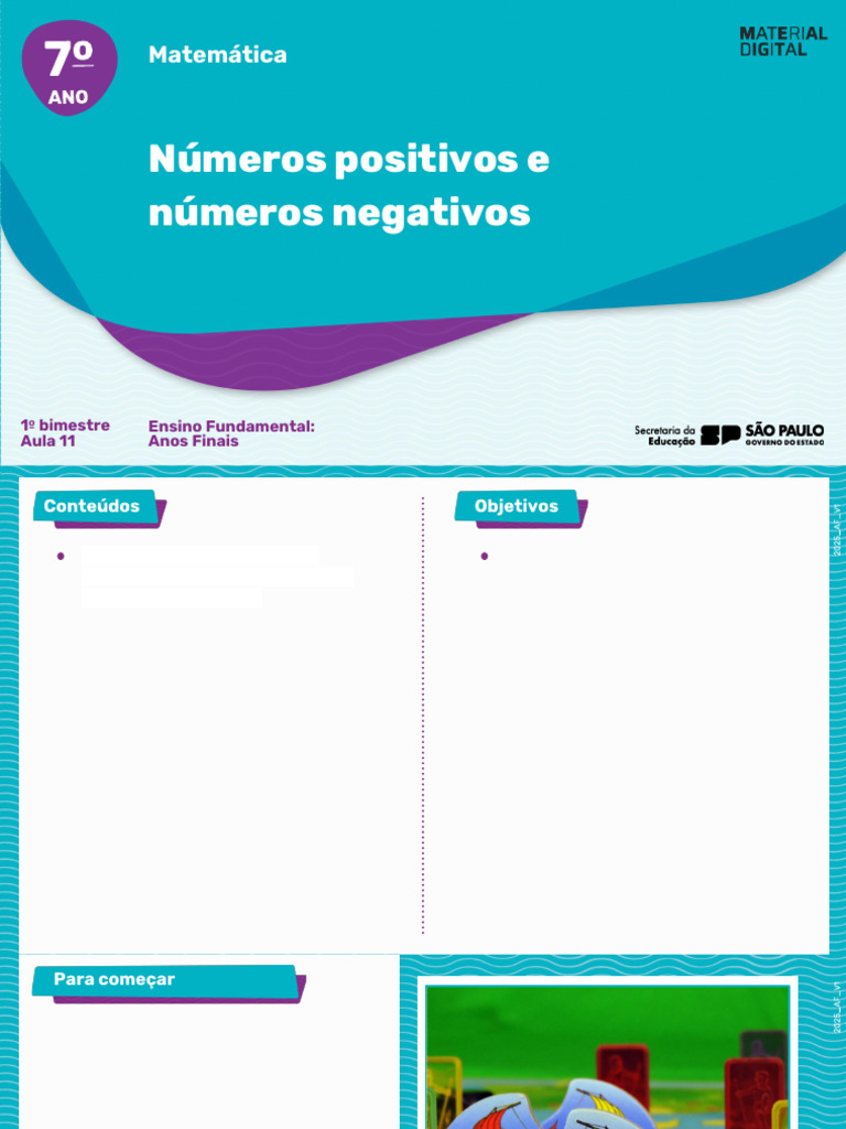Números Positivos e Negativos na Matemática | PDF | Tempo | Matemática