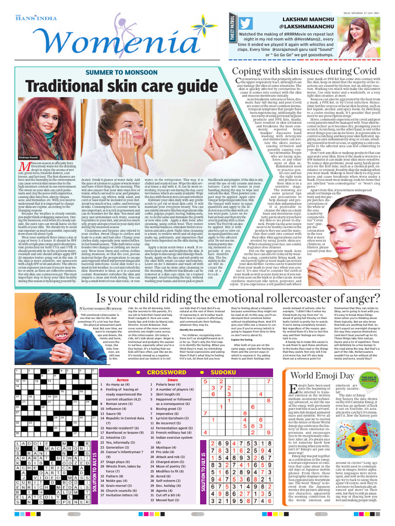HANS INDIA New Delhi 17.7.2021 @EducationZones | PDF | Skin Care ...