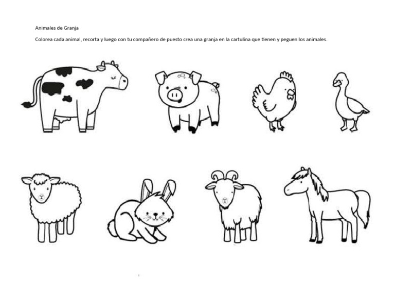 Actividad de Colorear Animales de Granja | PDF