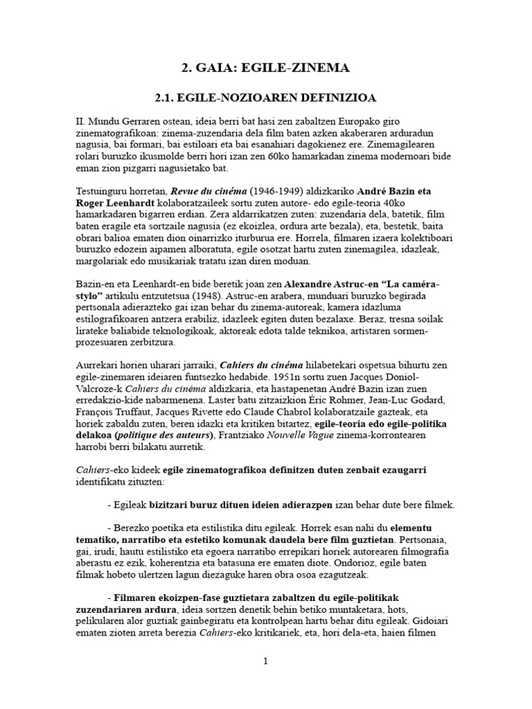 2. GAIA. Egile-zinema | PDF