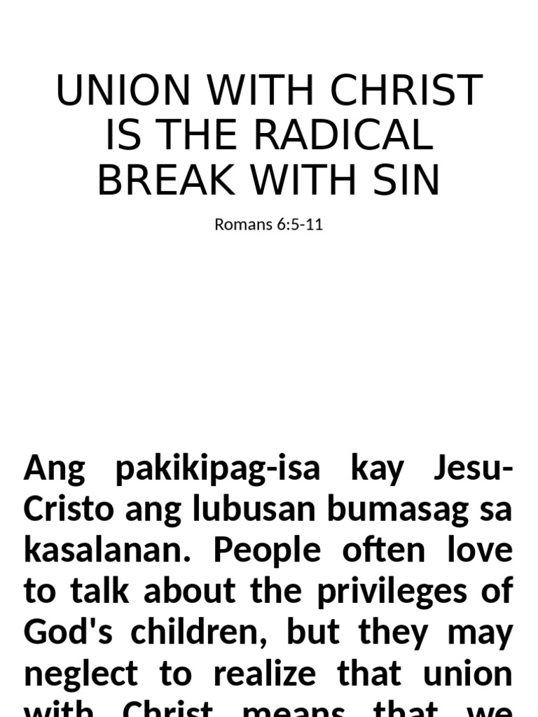 Union with Christ: Breaking Sin's Power | PDF | Jesus | Sin