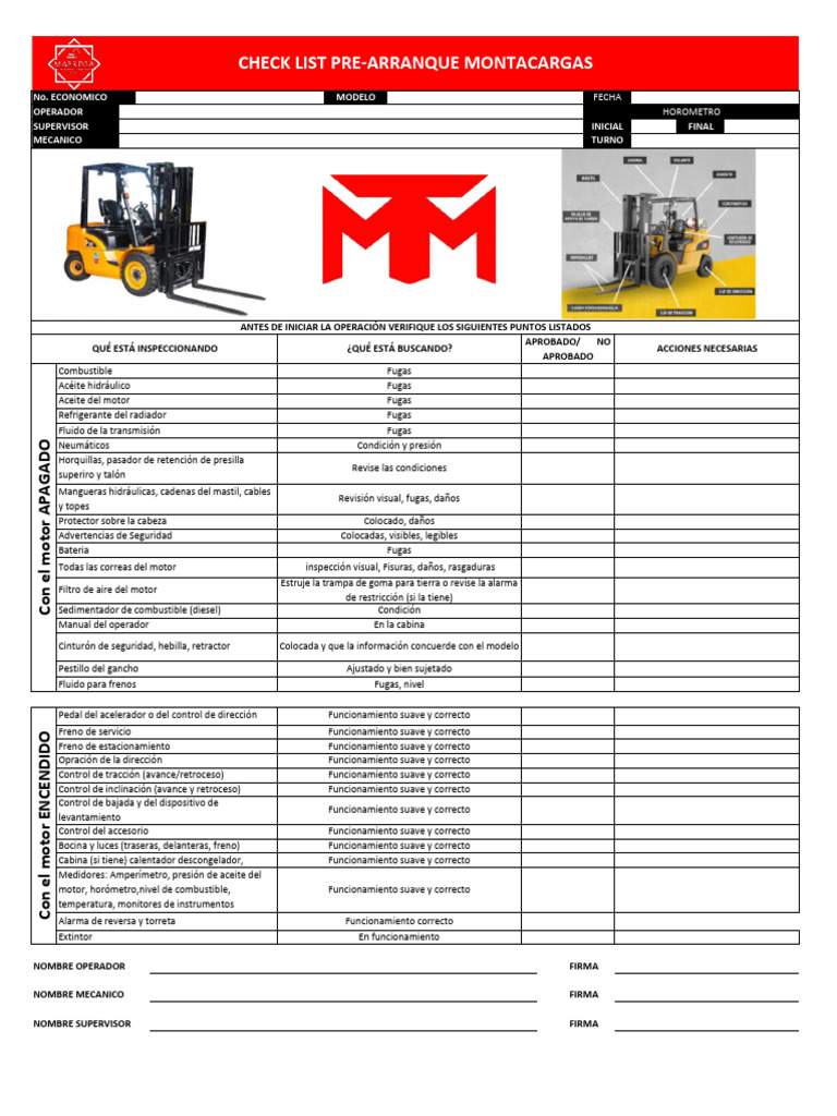 Check List - Montacargas | PDF | Máquina elevadora | Coche