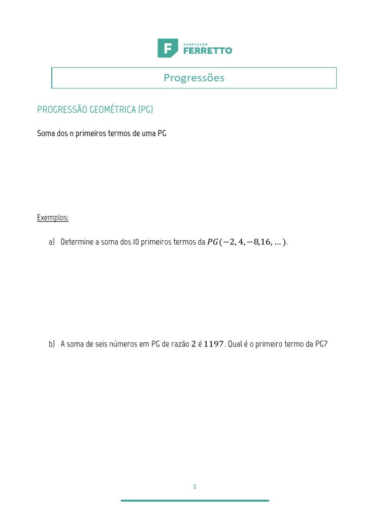 Progressao Geometrica Parte 4 | PDF