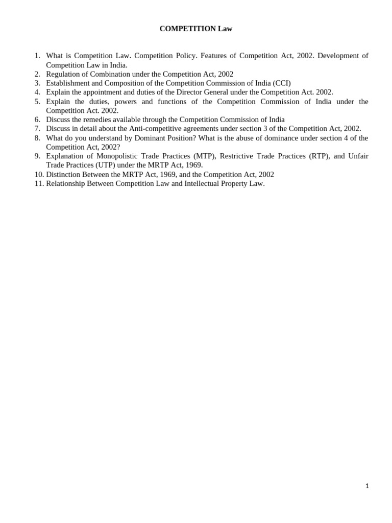 Overview of Competition Law in India | PDF | Competition Law | Competition