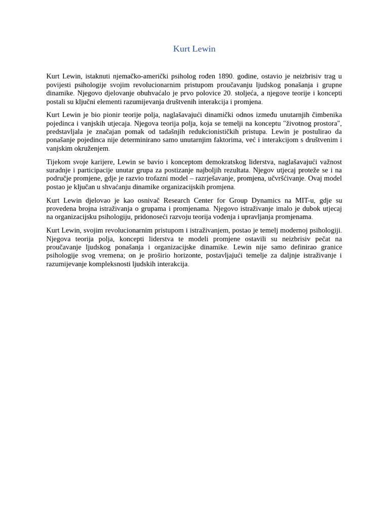Kurt Lewin | PDF