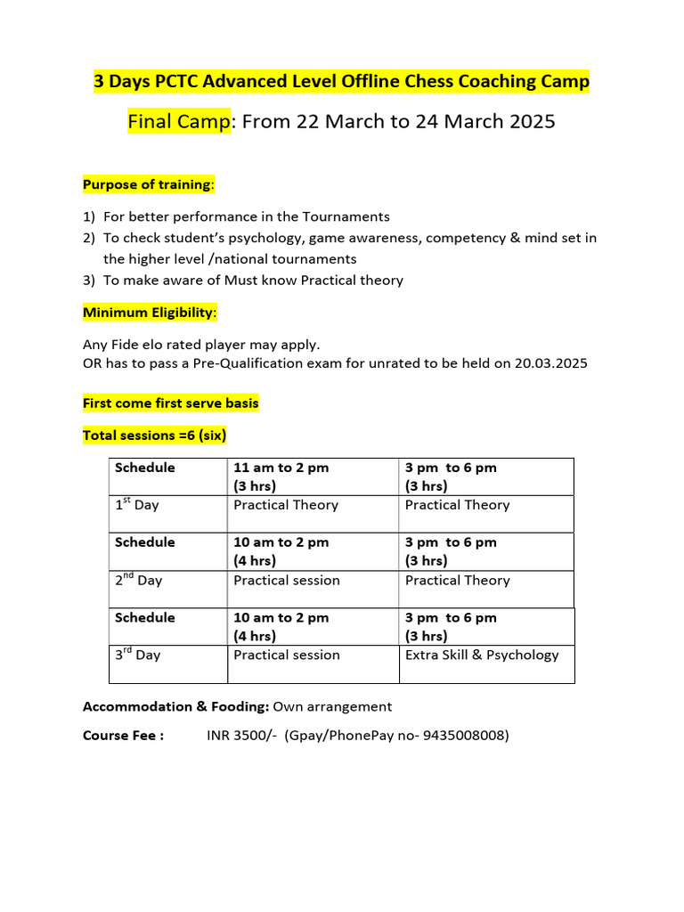 PCTC Offline Camp 22-24 Mar 2025 | PDF
