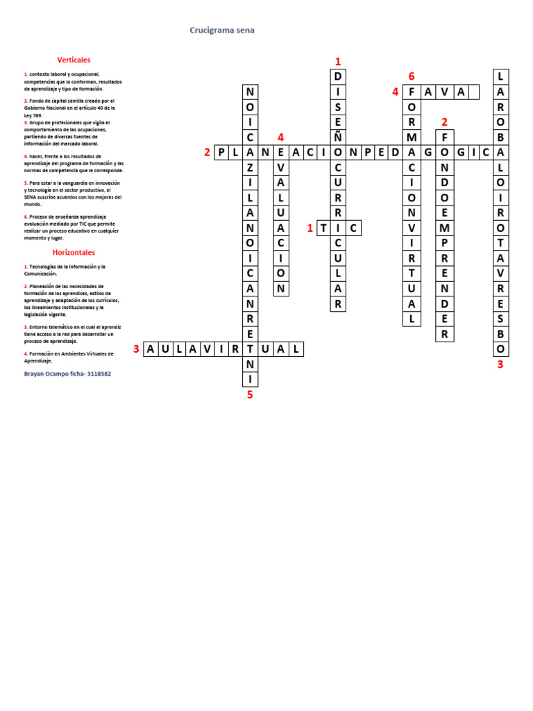 Evidencia Crucigrama. AA3-EV01 Intento 3 | PDF | Aprendizaje | Plan de estudios