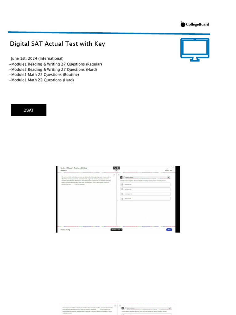 Digital SAT June 2024 Test Details | PDF