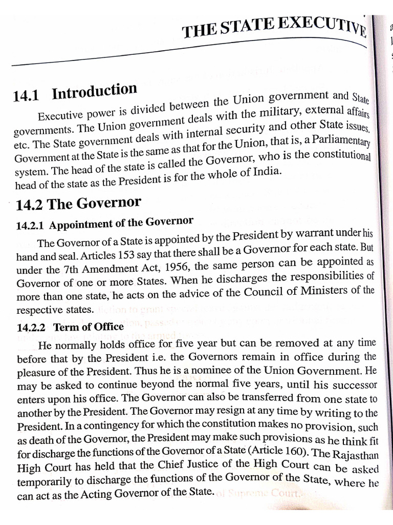 Constitution of India Assignment 01 - THE STATE EXECUTIVE | PDF