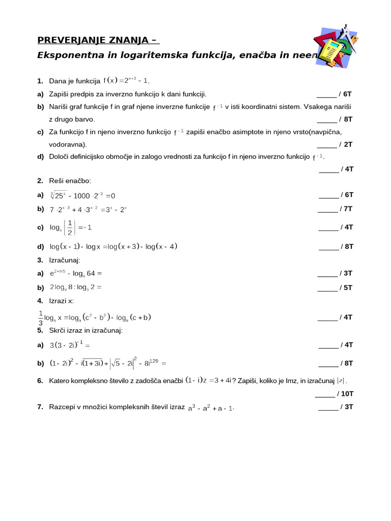PR-C, Eksponentna in Logaritemska Funkcija-3EG | PDF
