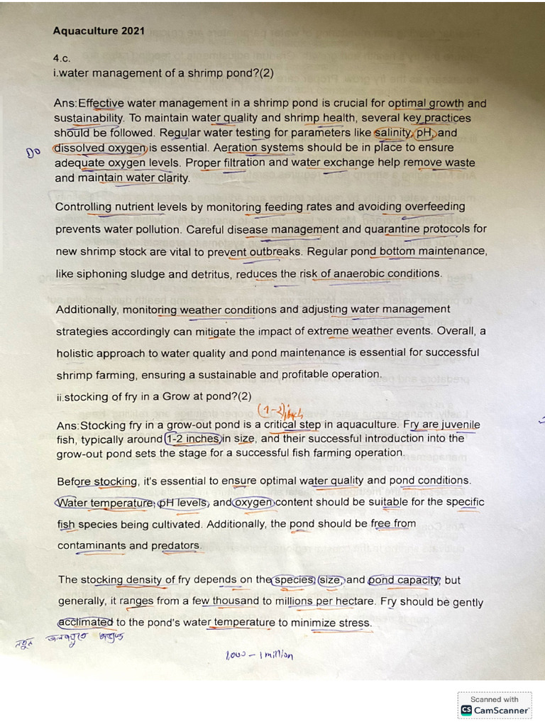 Aquaculture Question Solve 1 | PDF