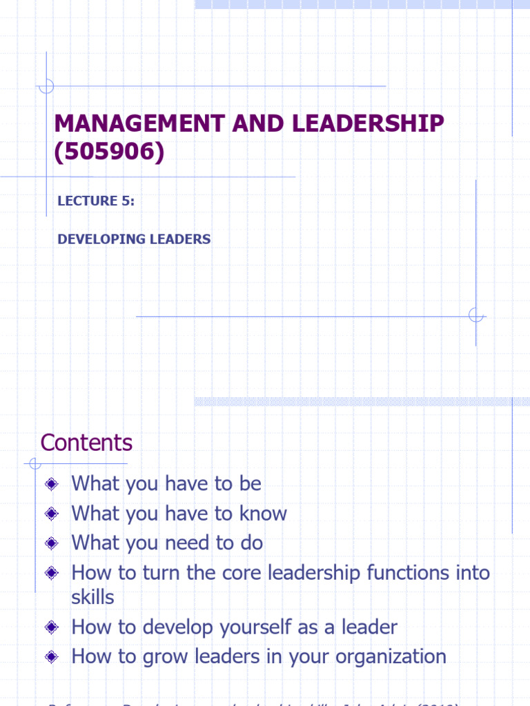 05-Lecture05-Developing leaders | PDF | Mentorship | Leadership