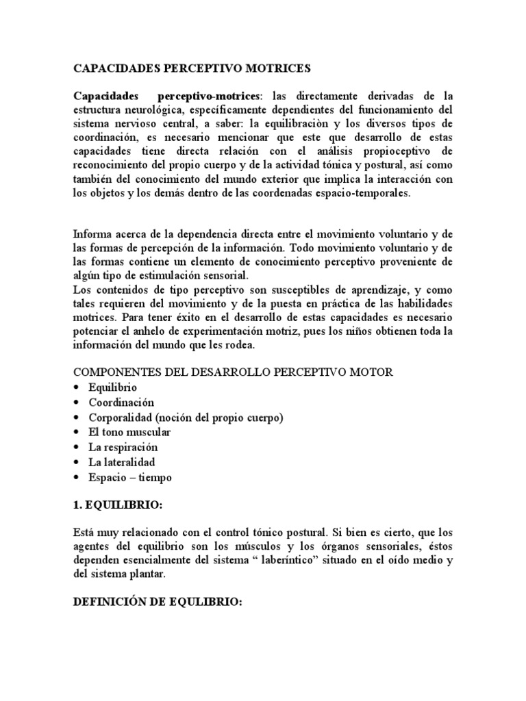 Capacidades Perceptivo-Motrices en Educación | PDF | Percepción | Músculo
