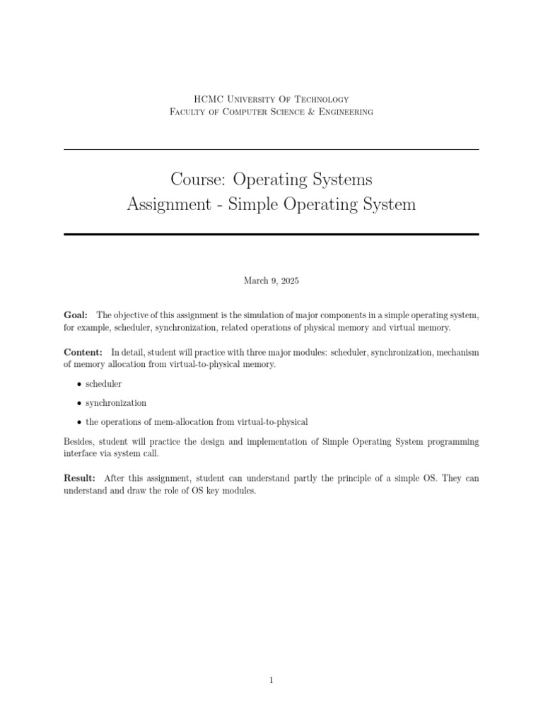 Simple OS Simulation Assignment | PDF | Process (Computing) | Operating ...