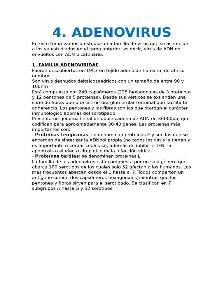 04 Adenovirus | PDF | Adenoviridae | Enfermedades y trastornos humanos