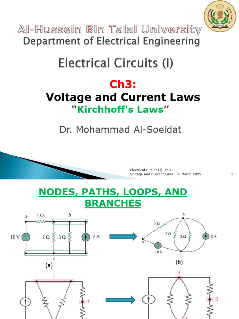 ch3 - Voltage and Current Laws (Kirchoff's Law) | PDF | Series And Parallel Circuits ...