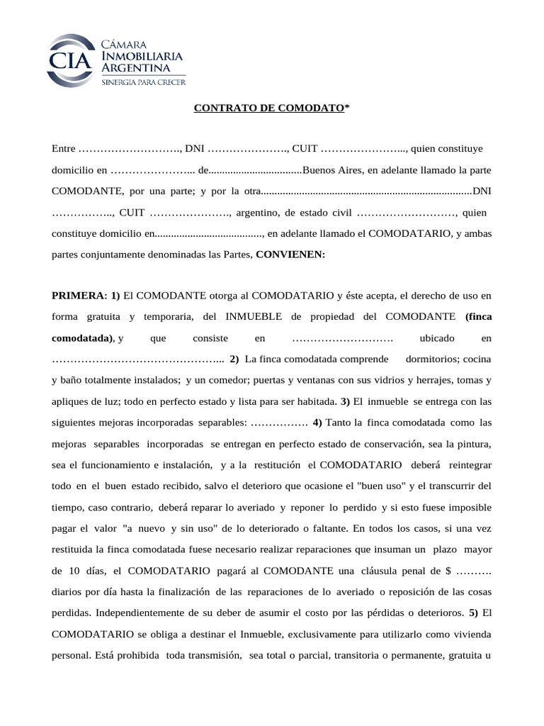 Contrato de Comodato | PDF | Ley común | Derecho privado