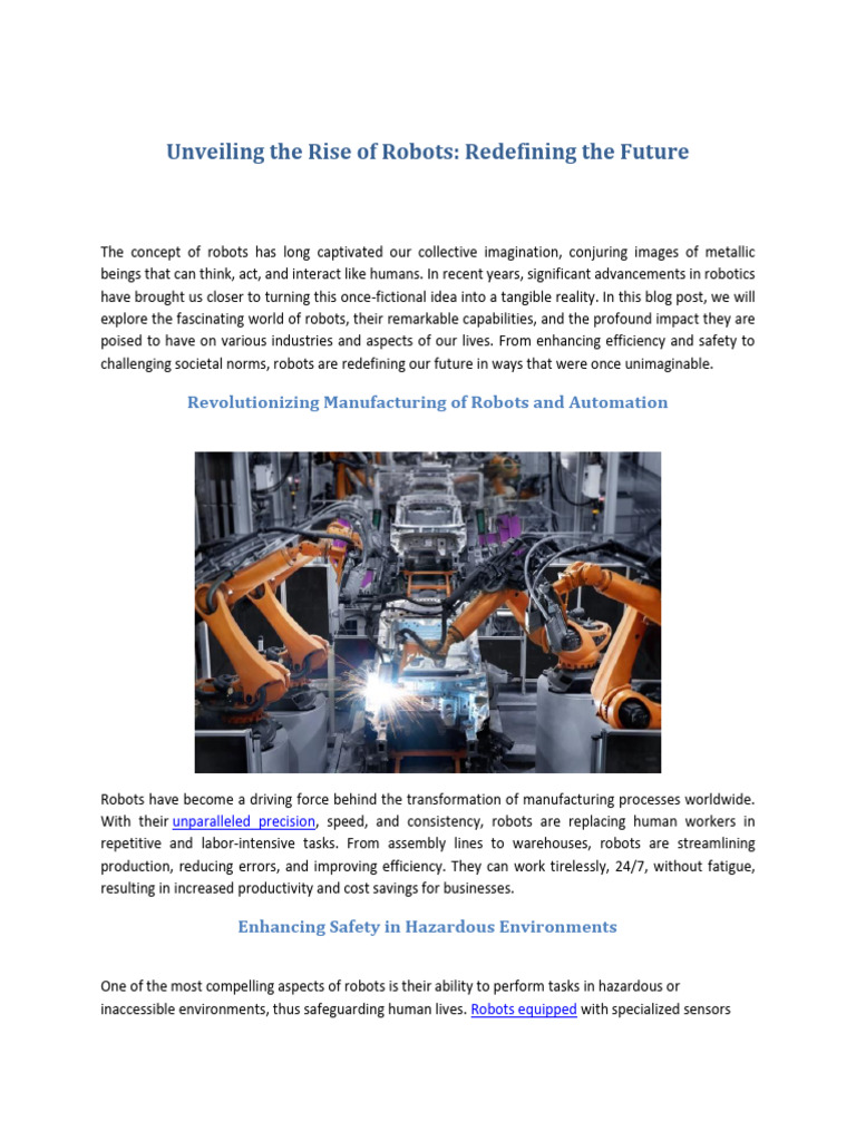 Unveiling The Rise of Robots | PDF | Robot | Robotics