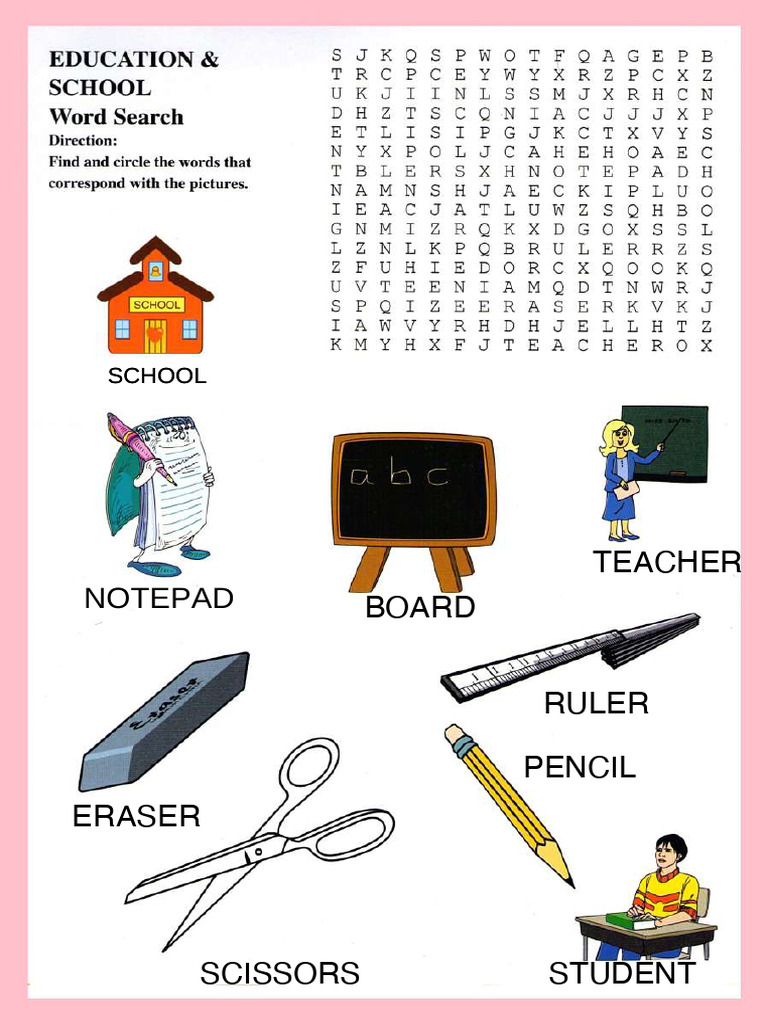 Education School Wordsearch | PDF