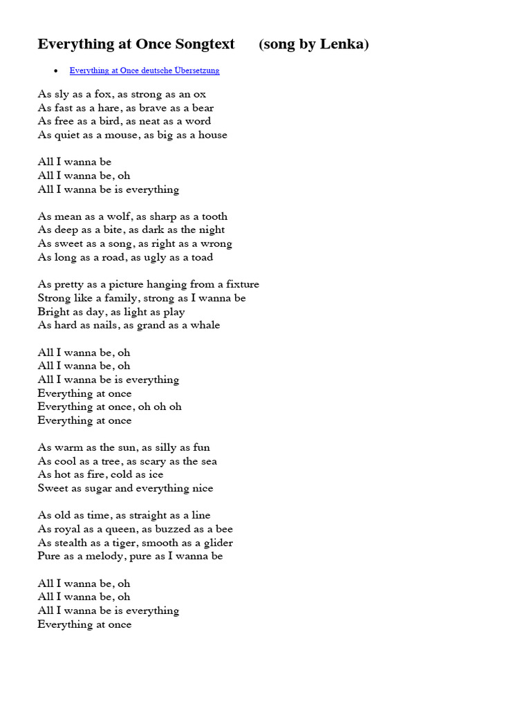 Everything at Once Lyrics | PDF