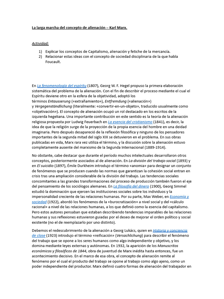 La Teor-A de La Alienaci-n- Karl Marx.docx | PDF | La teoría de la alienación de Marx | Karl Marx