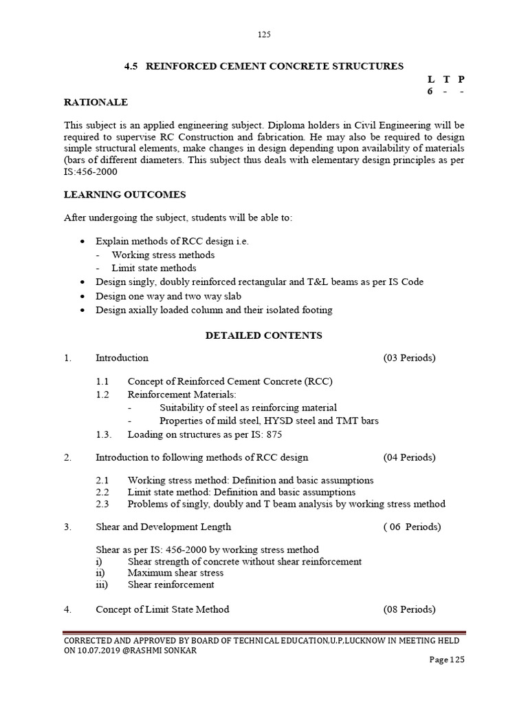RCC Syllabus | PDF | Beam (Structure) | Stress (Mechanics)
