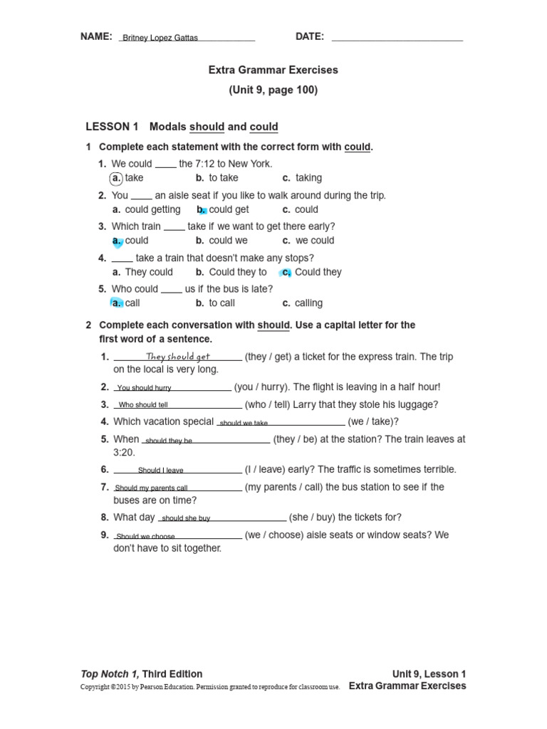 UNIT 09 Extra Gram Exercise-1 | PDF