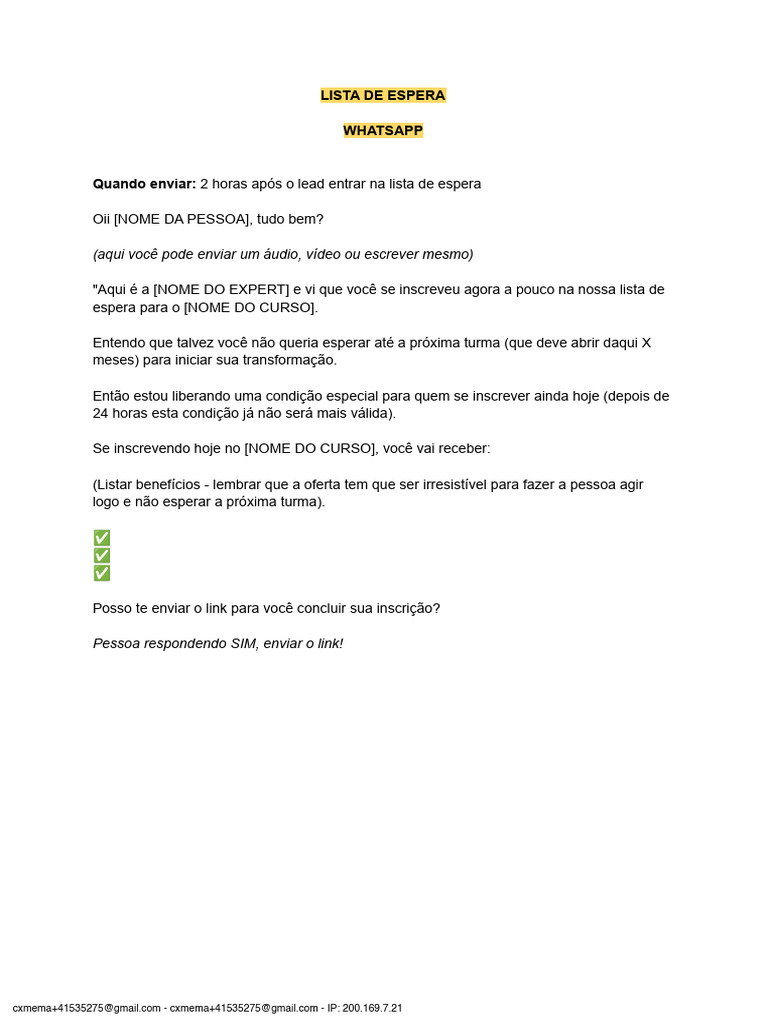 TC - M5 - Aula 8 - Lista de Espera - Whatsapp_afe972581c73499270f819f0267e213d (2) | PDF
