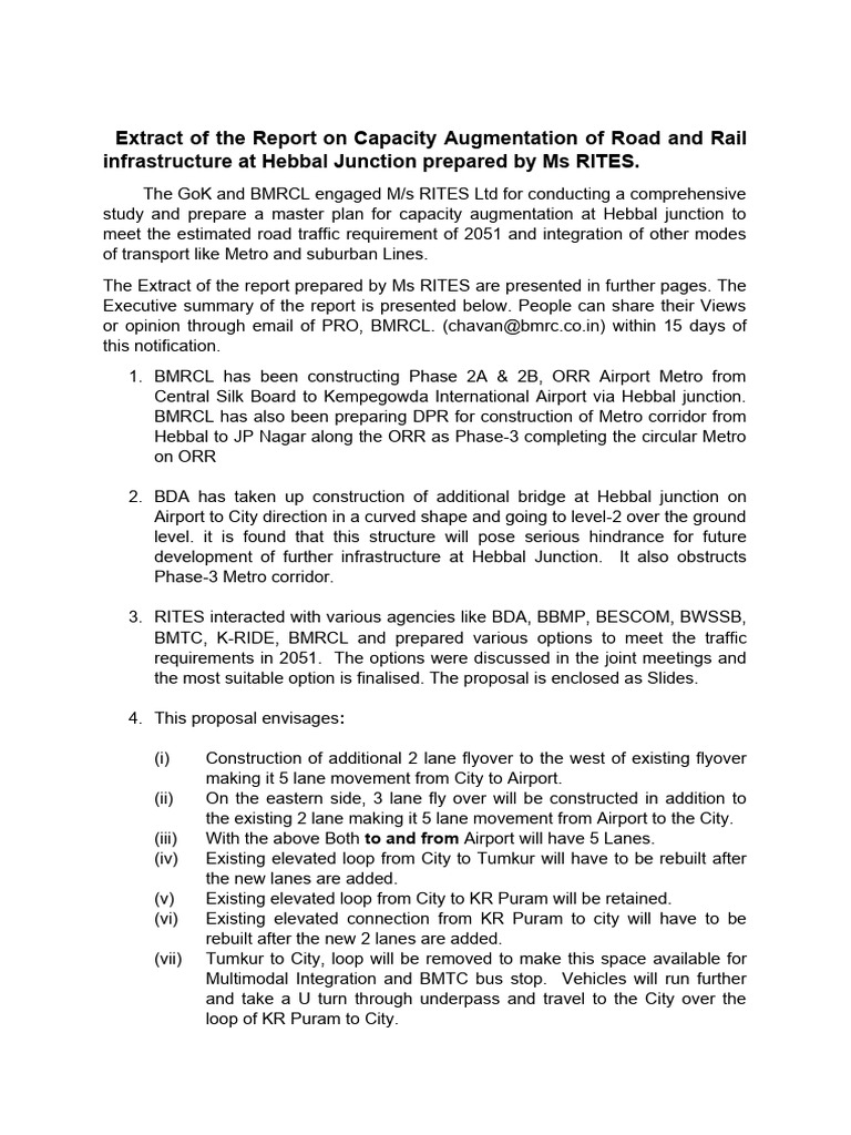 Rites Road Capacity Augmentation | PDF | Transport | Transport ...