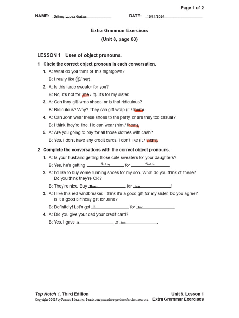 UNIT 08 Extra Gram Exercise-1-2 | PDF | Linguistics | Grammar