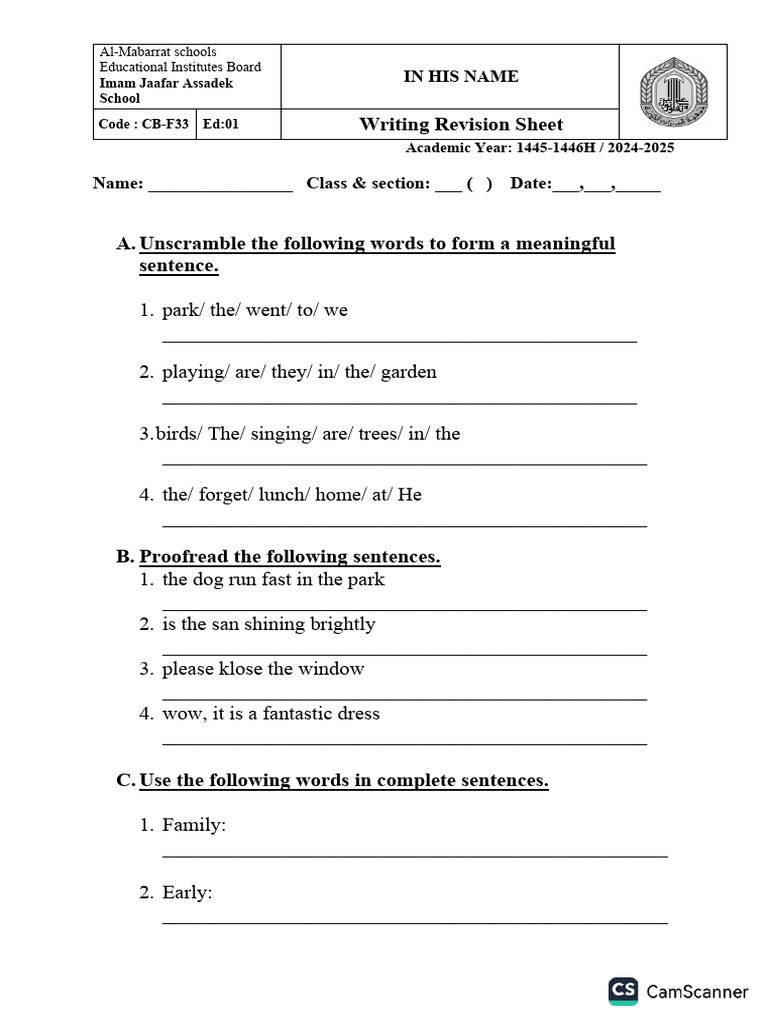 Writing Mid-Term Worksheet Grade 2 | PDF
