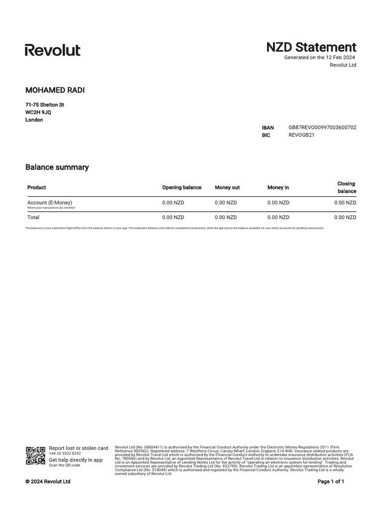NZD Account Statement Summary | PDF | Business | Financial Technology