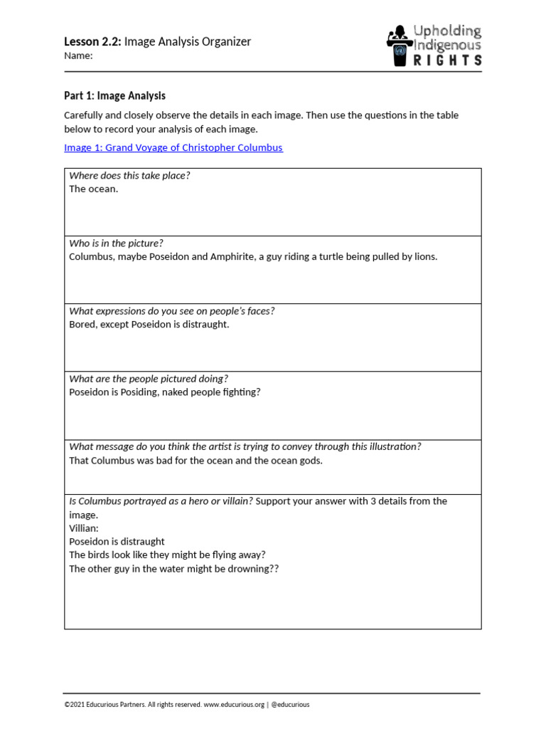 UIR 2.2.3 ChristyImageAnalysisOrganizer | PDF | Christopher Columbus