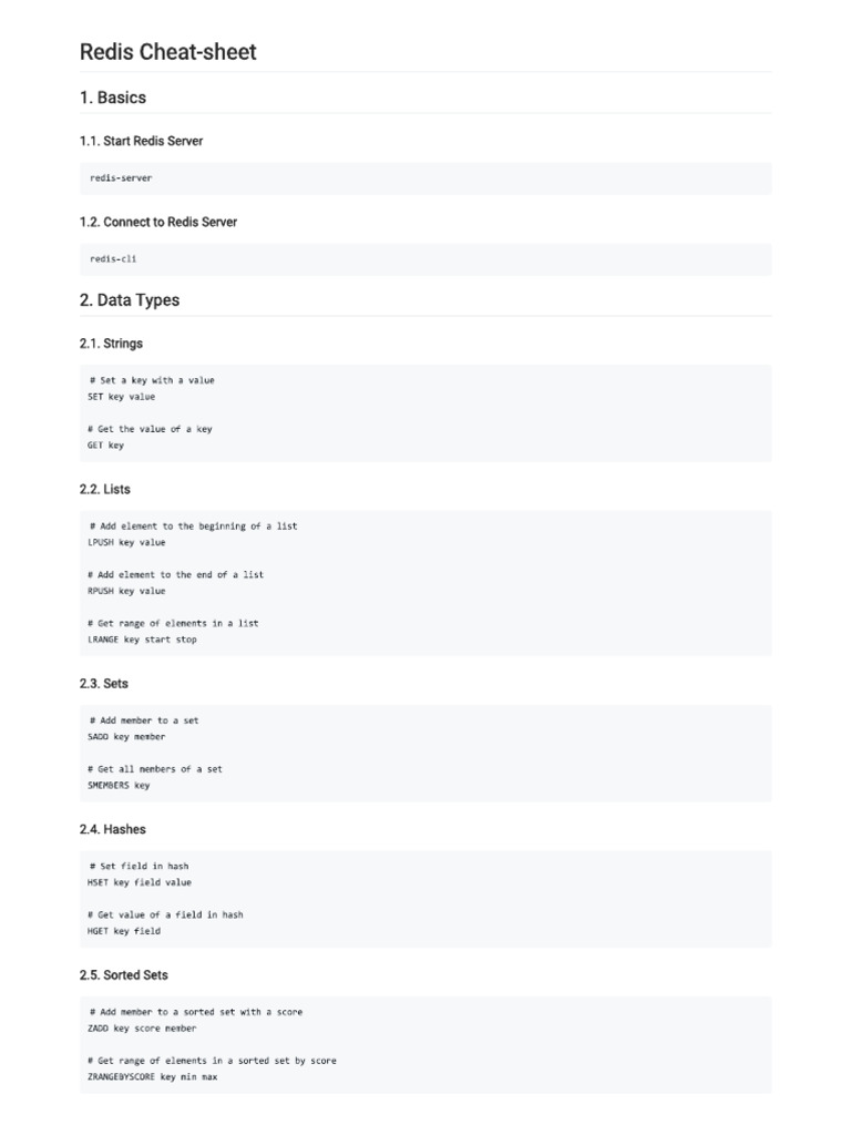 Redis Cheatsheet | PDF