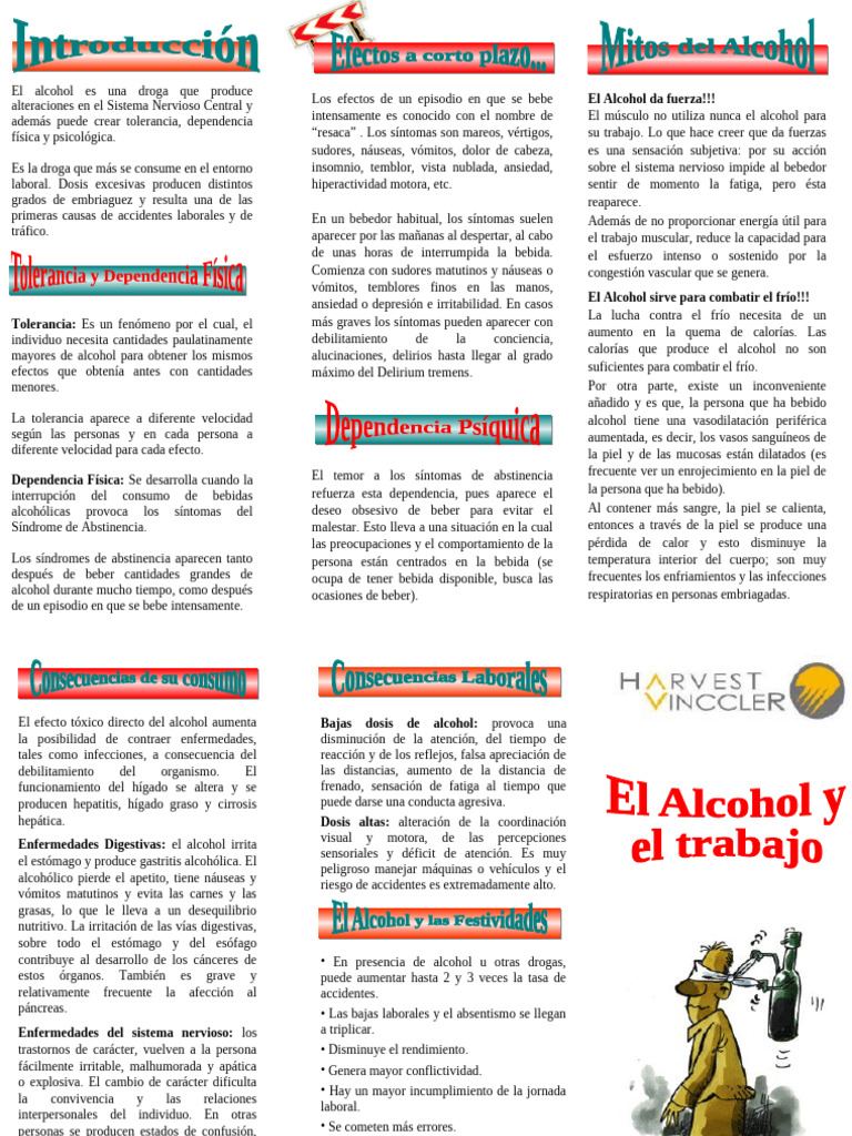 Triptico Alcohol | PDF | Despachador de drogas | Drogas
