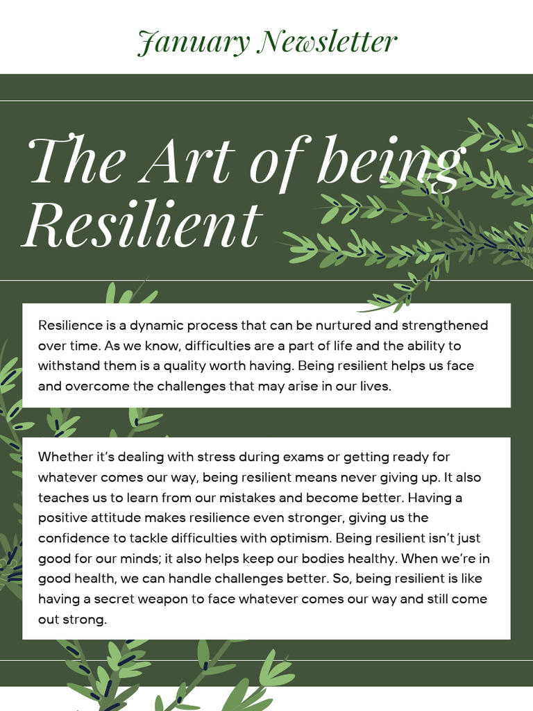 newsletter-jan | PDF | Psychological Resilience | Mental Health