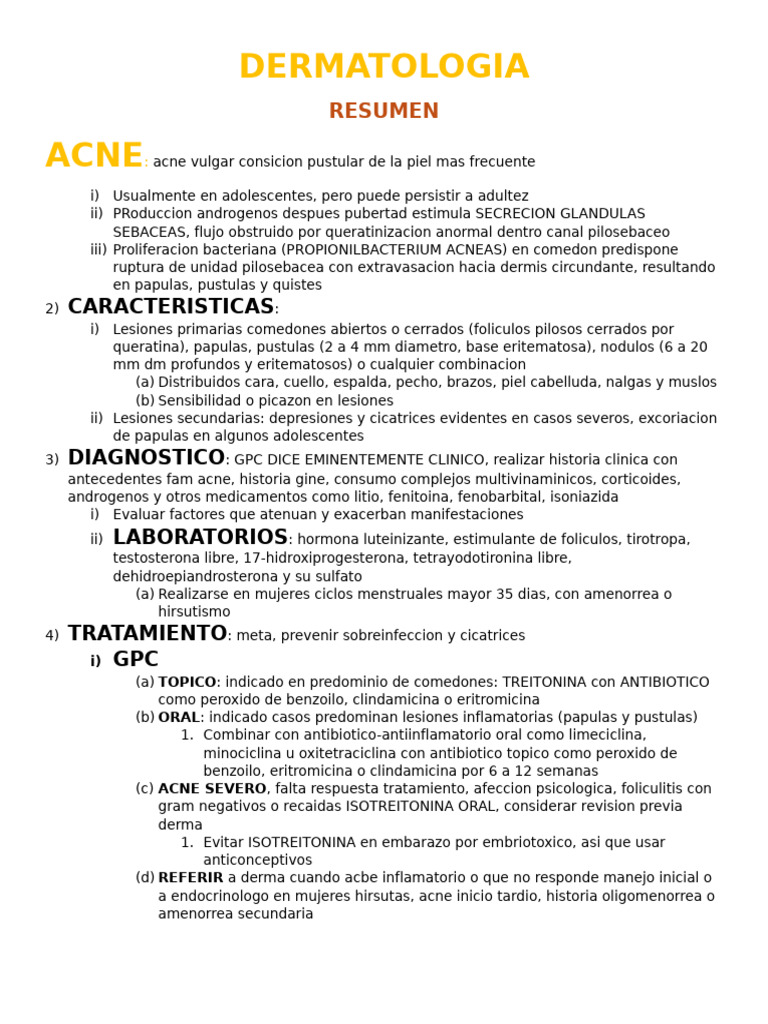 Dermatologia Resumen | PDF | Alergia | Especialidades Medicas