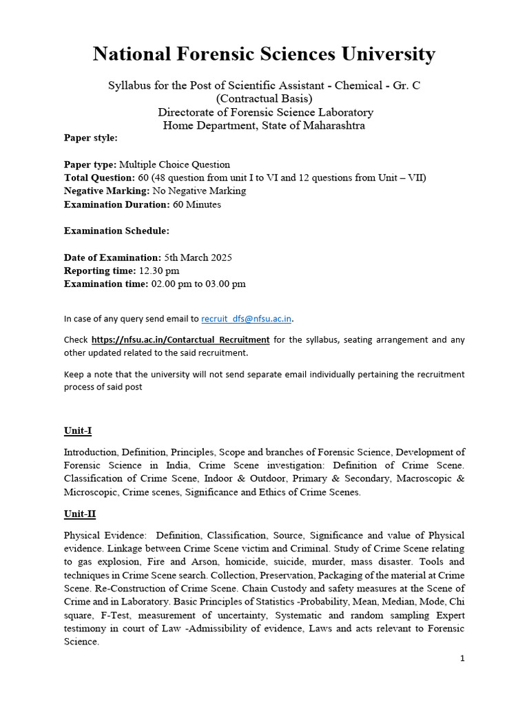 Scientific Assistant (Chemistry & Toxicology) - GR C | PDF | Crime ...