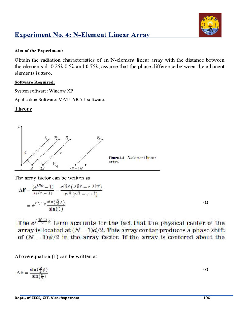 Lab 3. N element Linear Array (1) | PDF