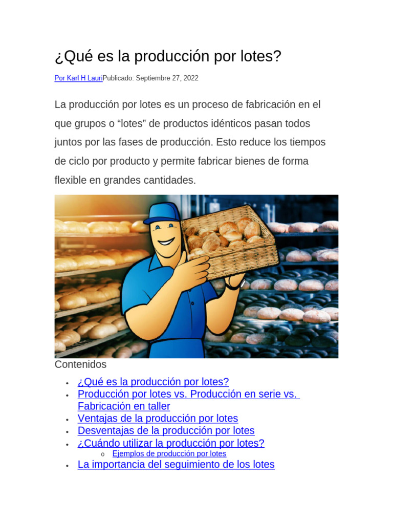 Ejemplos de Producción por Lotes | PDF | Planificación de recursos ...
