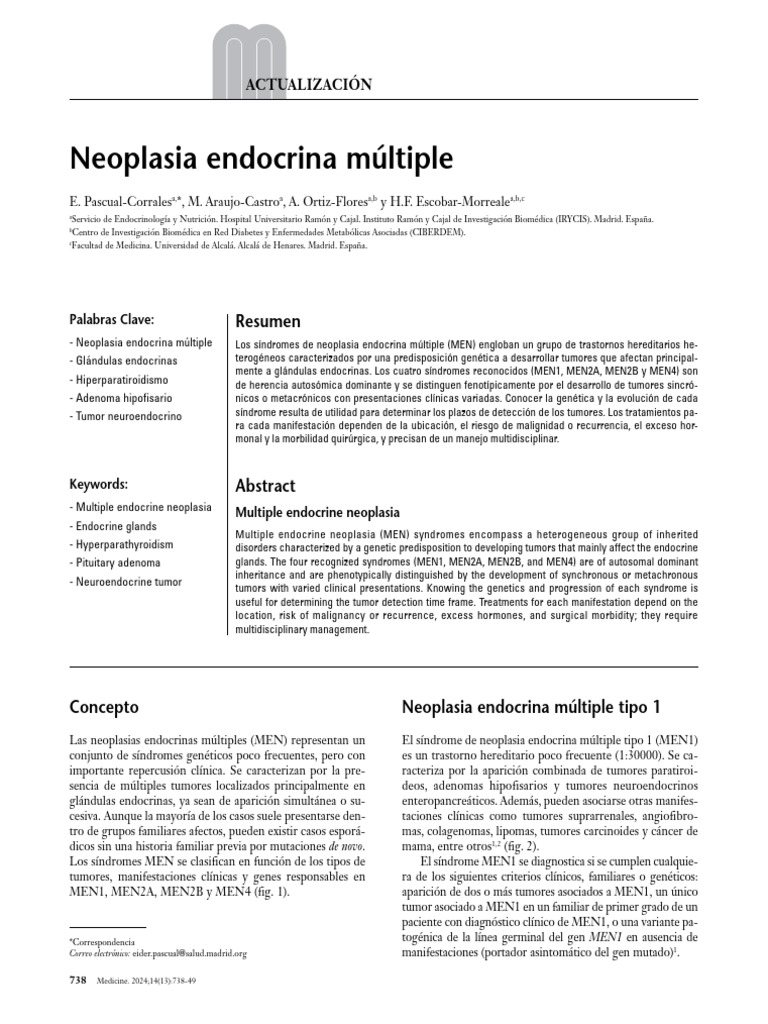 Neoplasia Endocrina Múltiple: MEN1 | PDF | Sistema endocrino ...