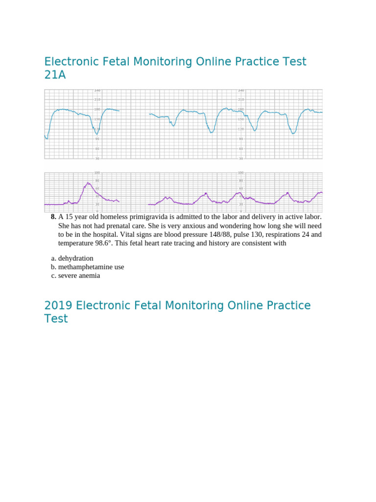 Fetal Monitoring Practice Test Guide | PDF | Childbirth | Obstetrics