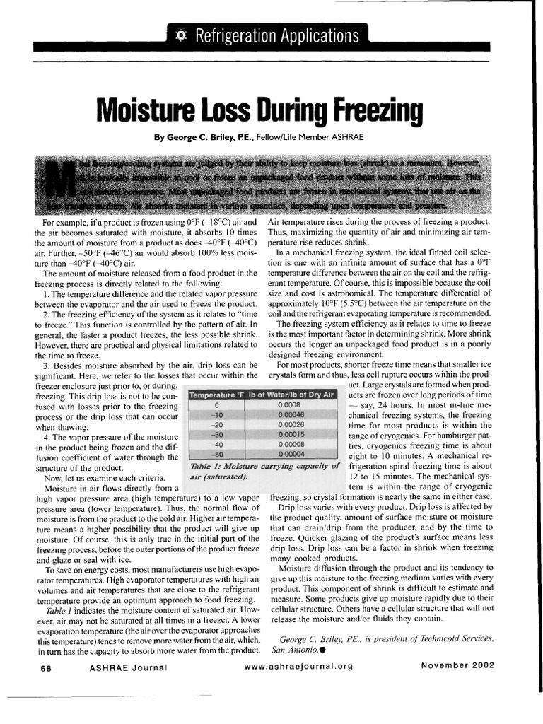 George Briley Moisture Loss Duringfreezing | PDF