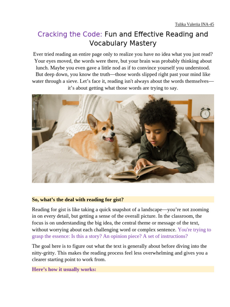 Fun and Effective Reading and Vocabulary Mastery | PDF | Reading ...