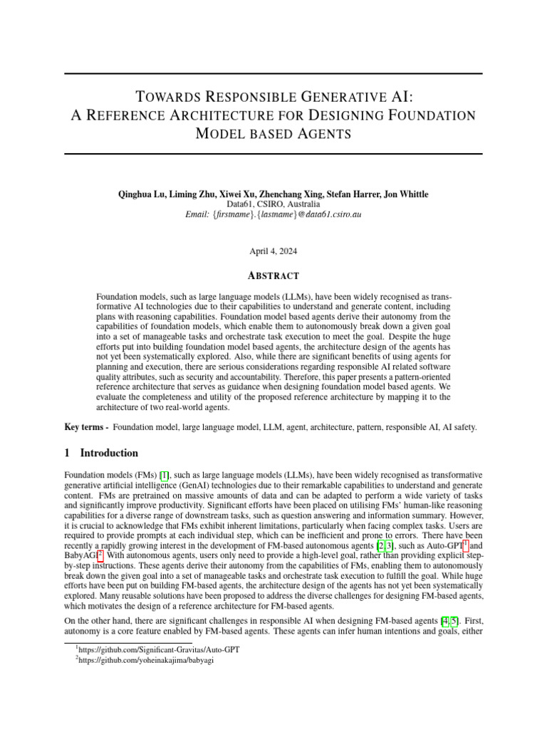 A Reference Architecture For Designing Foundation Model Based Agents | PDF | Artificial ...