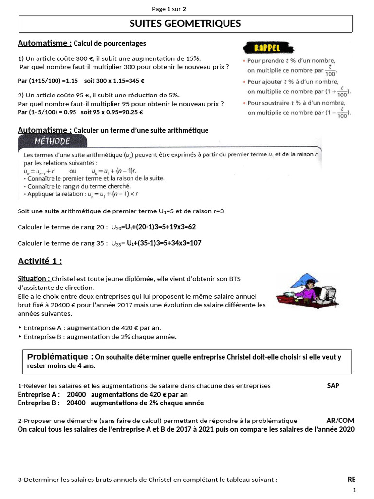 Suites Geometriques Séance 1 CORRIGE | PDF | Mathématiques