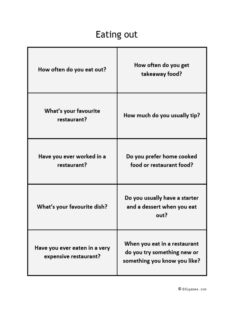 Conversation Questions Eating Out | PDF