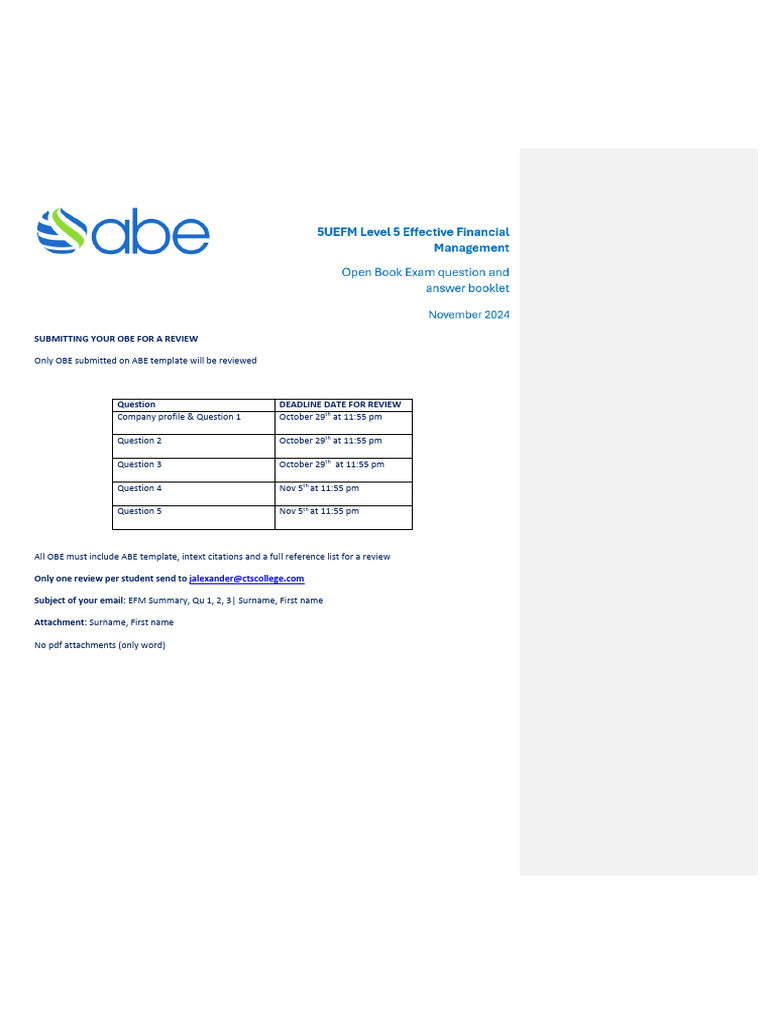 EFM Brief | PDF | Financial Risk | Equity (Finance)