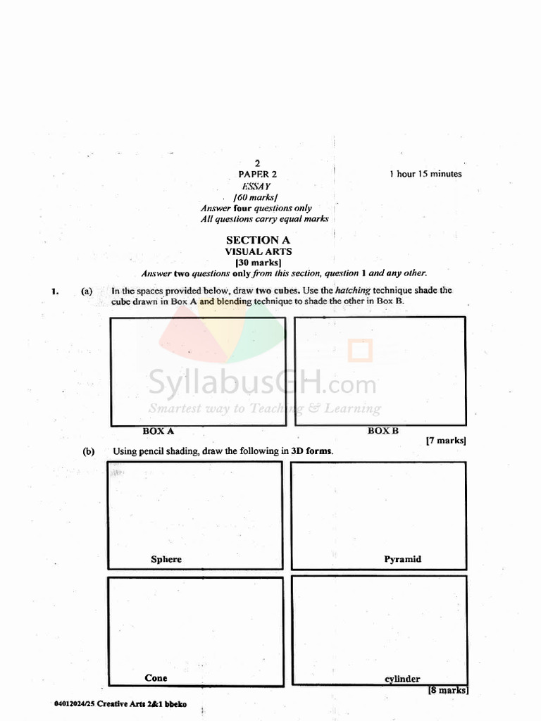 2025 BECE Creative Arts Exam Paper | PDF | Crafts | Techniques